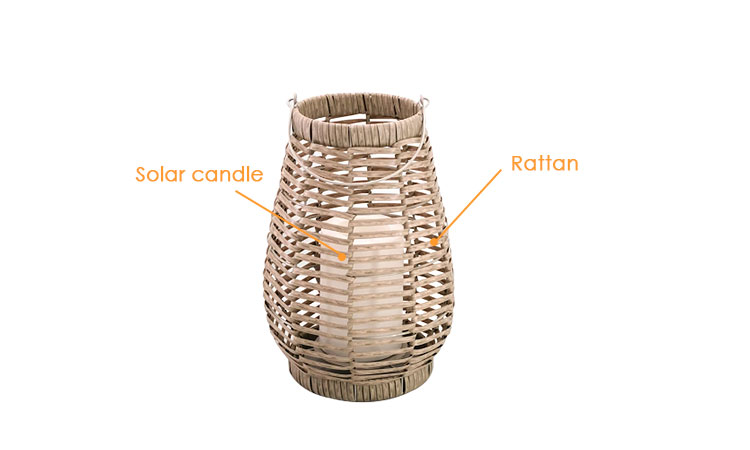 Large Solar Rattan Lantern “PARO” HK-SL612-JA-40 - Hanko Lights